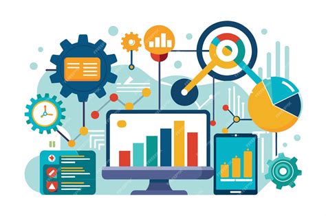 Premium Vector A Colorful Illustration Depicting Data Analytics Digital Marketing And