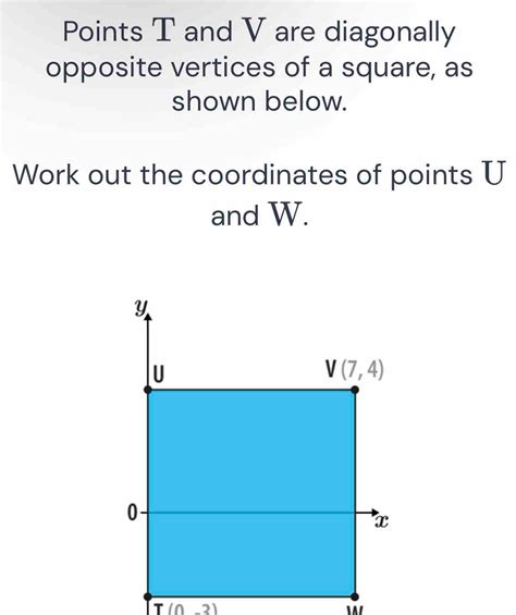 Solved Points T And V Are Diagonally Opposite Vertices Of A Square As