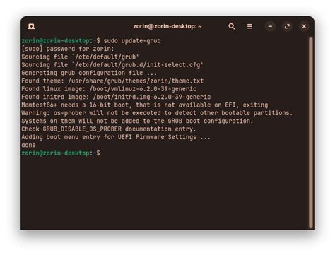Zos 17 Sudo Grub Update Not Updating Grub General Help Zorin Forum