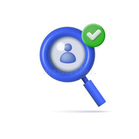 User Profile Symbol Under Magnifying Glass With Confirmation Check Mark Stock Illustration