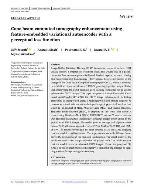 cone beam computed tomography enhancement using feature‐embedded