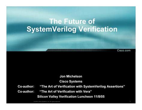 The Future Of Systemverilog Verification Pdf