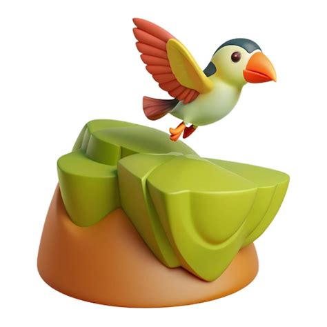 A Toy Bird With A Yellow Beak And Green And Orange Feet Premium Ai