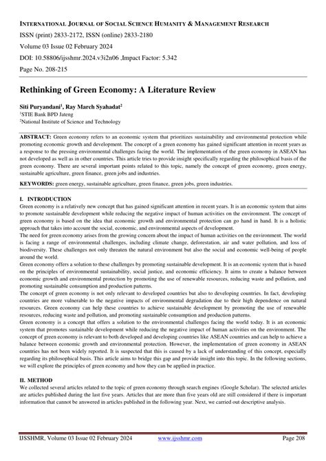 (PDF) Rethinking of Green Economy: A Literature Review
