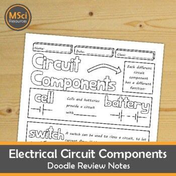 Electrical Circuit Components Doodle Review Visual Notes Worksheet