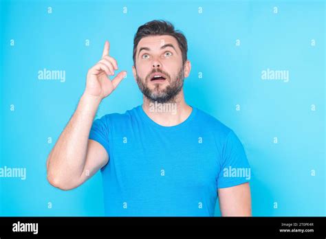 Surprised Man Thinking Of Idea On Studio Background Portrait Of Man Has Many Ideas Man With