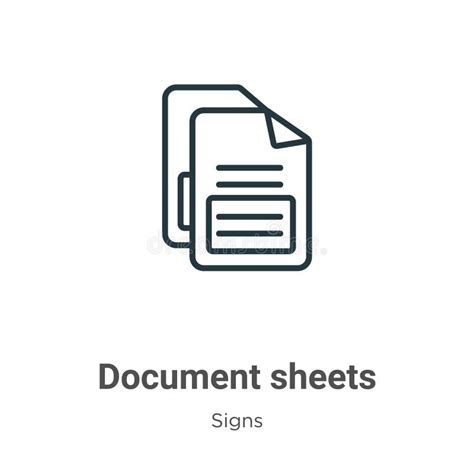 Document Sheets Outline Vector Icon Thin Line Black Document Sheets Icon Flat Vector Simple