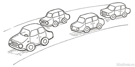 Задание для детей средней группы ДОУ Раскрась машинки левую зелёным цветом последнюю