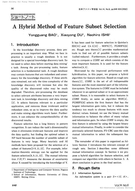 Pdf A Hybrid Method Of Feature Subset Selection