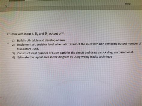 Solved Styles Mux With Input S D And Do Output Of Y Chegg Com