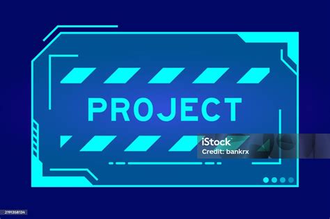검은 배경에 사용자 인터페이스 화면에 단어 프로젝트가있는 미래 지향적 인 Hud 배너의 파란색 개발에 대한 스톡 벡터 아트 및 기타 이미지 Istock