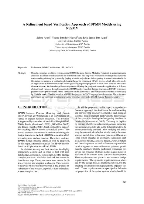 Pdf A Refinement Based Verification Approach Of Bpmn Models Using Nusmv