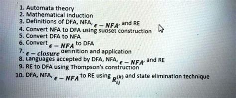 Automata Theory Mathematical Induction Definitions Of Dfa Nfa Nfa And Re Convert Nfa To