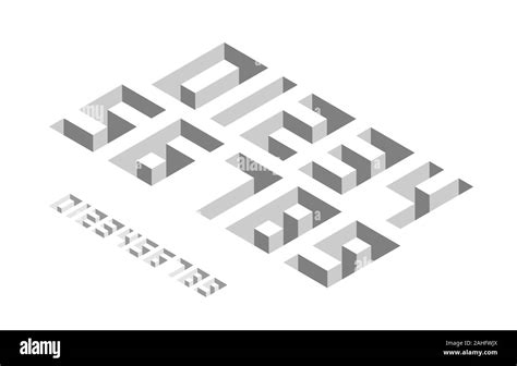 Basic Numbers In Isometric Style With The Effect Of Depth Minimalistic