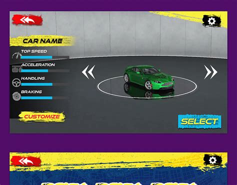 Racing Game Ui On Behance Racing Game Ui On Behance
