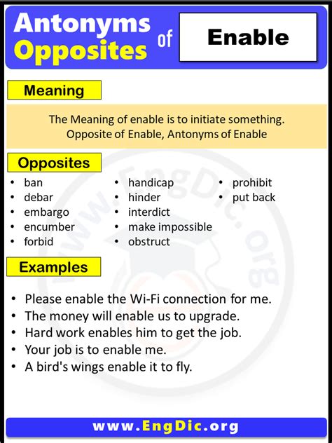 Opposite Of Enable Antonyms Of Enable Example Sentences Engdic