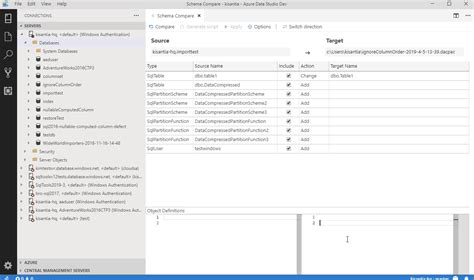Schema Compare Diff Is Editable · Issue 5702 · Microsoft
