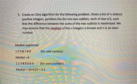 solved 5 create an o n algorithm for the following
