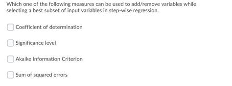 Solved Which One Of The Following Measures Can Be Used To
