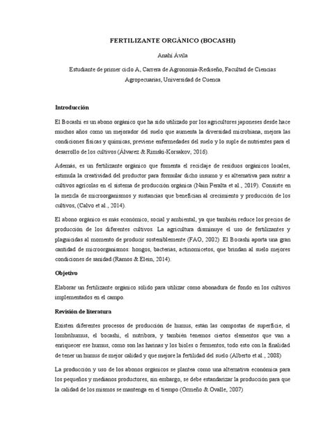 Informde Bocashi Pdf Fertilizante Agricultura