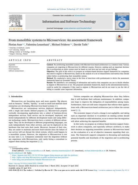 From Monolithic Systems To Microservices An Assessment Framework Pdf Service Oriented