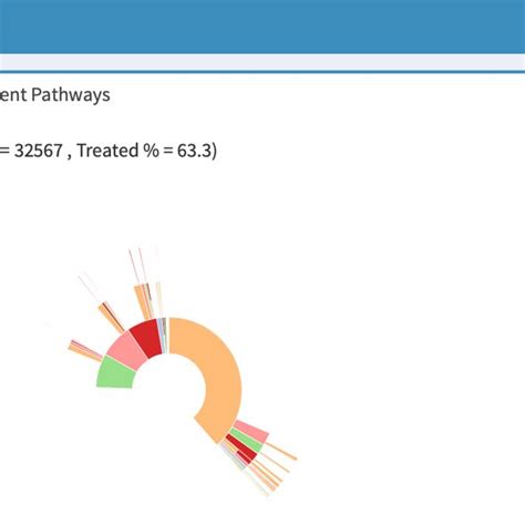sunburst plot visualizing the treatment pathways of patients with