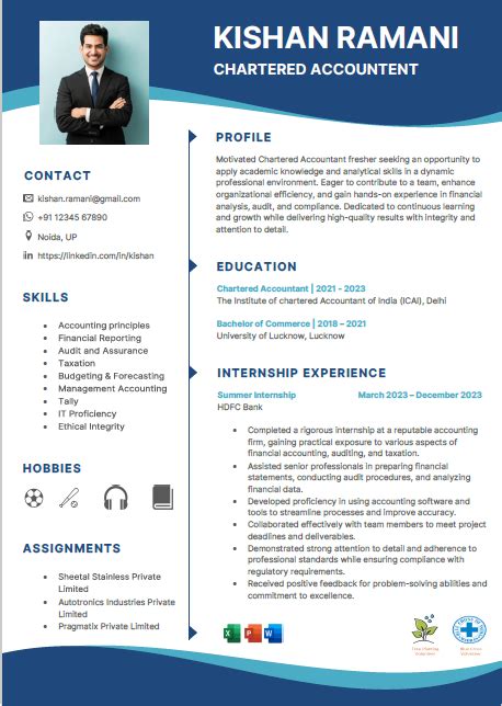 Ca Fresher Sample Best Resume Format