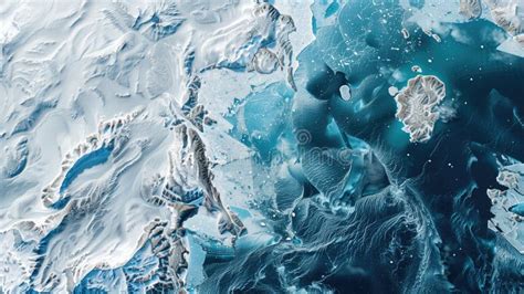 Stunning Aerial View Of Frozen Arctic Landscape With Intricate Ice
