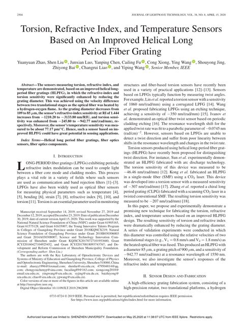 Pdf Torsion Refractive Index And Temperature Sensors Based On An Improved Helical Long