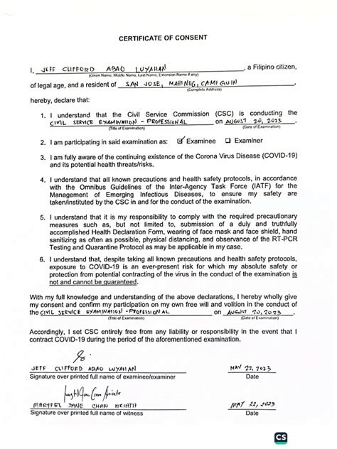 Certificate Of Consent Pdf