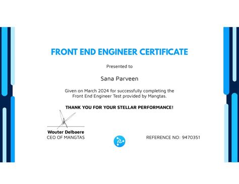 Sana Parveen On Linkedin Frontendengineer Certificateachievement