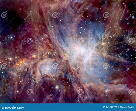 The Orion Nebula M42 In Different Kind Of Lights Natural With Filter In Deep Infrared Stock