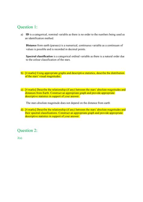 Stats Assignment 1 Question 1 A Id Is A Categorical Nominal