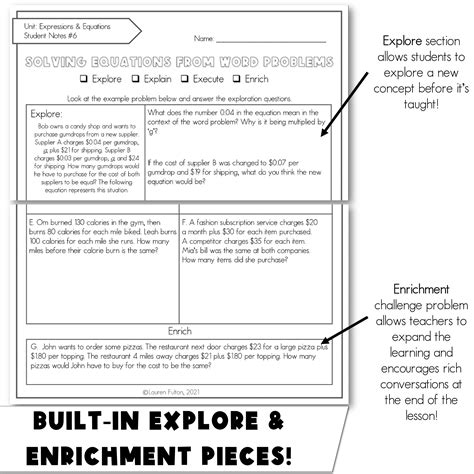 Solving Multi Step Equations From Word Problems Notes Lauren Fulton Math