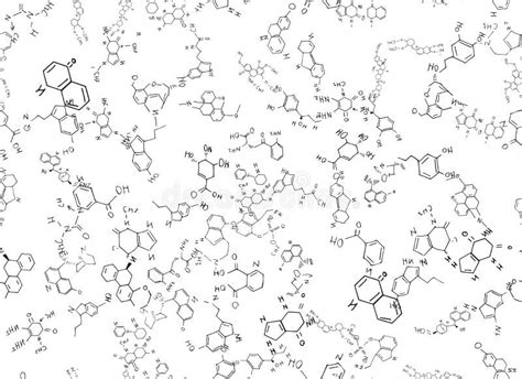 Chemical Formulas Scientific Educational Background On White Hand Drawn Stock Vector