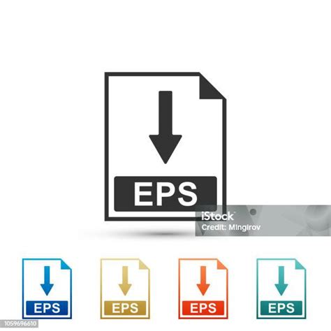 Eps 파일 문서 아이콘입니다 흰색 배경에 고립 된 Eps 버튼 아이콘을 다운로드 합니다 컬러 아이콘에 요소를 설정 합니다 평면 디자인입니다 벡터 일러스트 레이 션 0명에