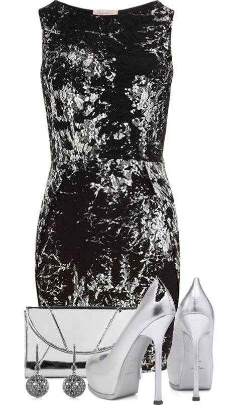 Black And Silver Dress With Ysl Heels And Clutch Dorothy Perkins