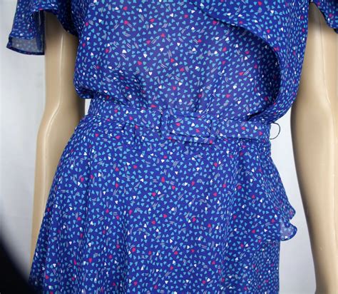 S Vintage Secretary Dress Semi Sheer Blue Heart Pr Gem