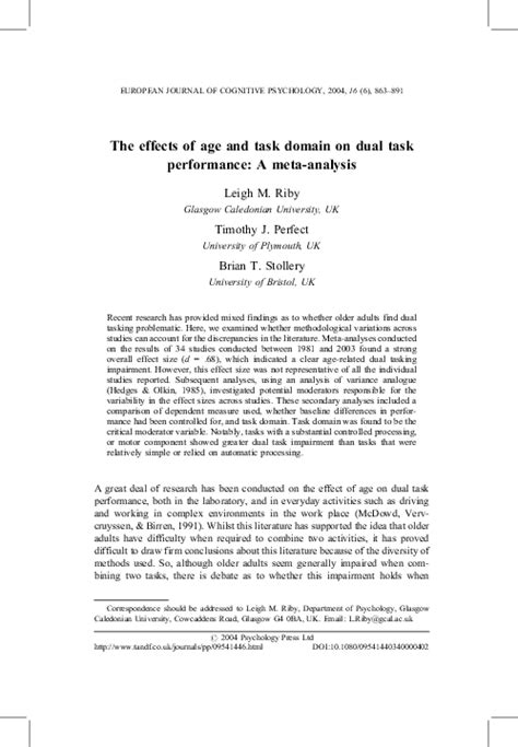 Pdf The Effects Of Age And Task Domain On Dual Task Performance A