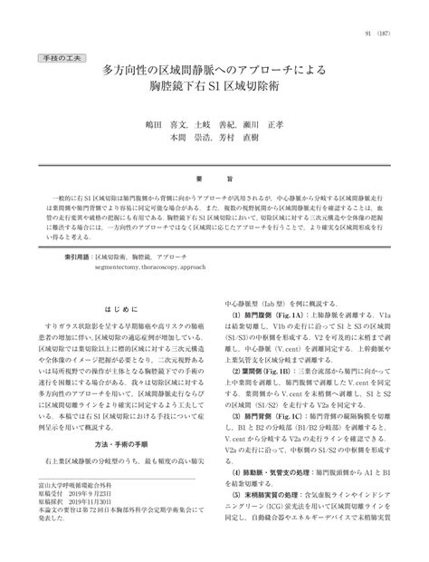 Pdf Multidirectional Approach To Intersegmental Veins In Anatomic Thoracoscopic Right S1