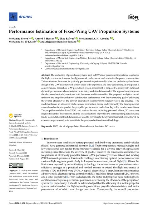 Pdf Performance Estimation Of Fixed Wing Uav Propulsion Systems