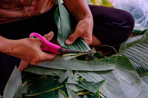 Premium Photo Midsection Of Man Cutting Leaf