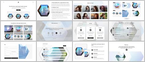 웹 사이트 디자인 프리젠 테이션 포트폴리오를위한 벡터 템플릿 프레젠테이션 슬라이드 전단지 전단지 브로셔 커버 보고서 템플릿 육각형과 기업 정체성 비즈니스 개념 배경 형판에