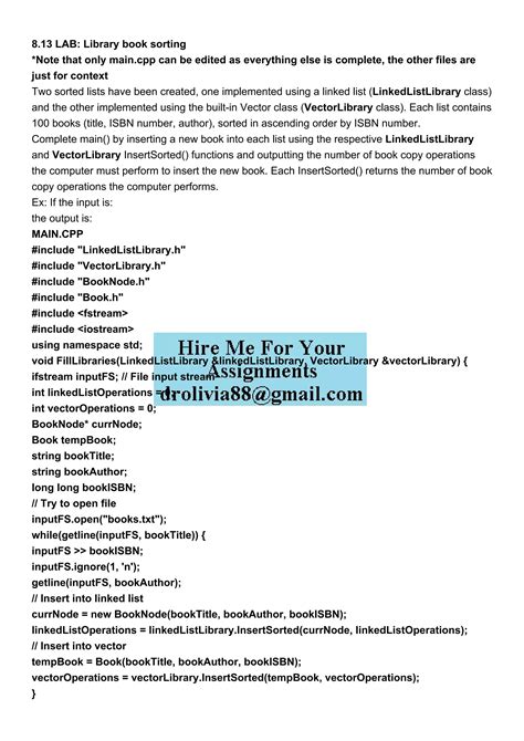 813 Lab Library Book Sorting Note That Only Maincpp Can Pdf