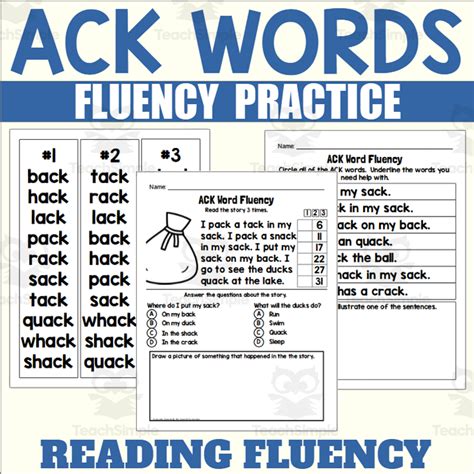 Ack Word Fluency Activities By Teach Simple
