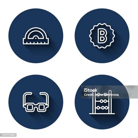 선 각도기 그리드 오답이 있는 시험지 긴 그림자가 있는 안경 및 주판을 설정합니다 파란색 원 버튼입니다 벡터 각도기에 대한 스톡 벡터 아트 및 기타 이미지 Istock