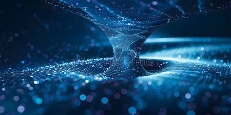 Technology Concept With Data Flowing Through A Funnel For Analysis And