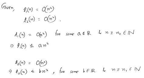 Answered Exercise 1 Suppose T₁ N On² And T₂n On²
