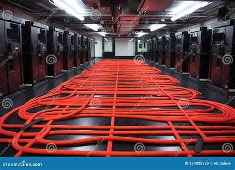 Data Center Floor With Cable Management System Stock Image Image Of