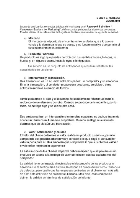 Berly Heredia Marketing Berly E Heredia Aoo Luego De Analizar Los Conceptos Básicos Del